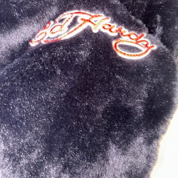 Ed Hardy | Accessories | Ed Hardy Black Faux Fur Trapper Hat Skull Rose ...